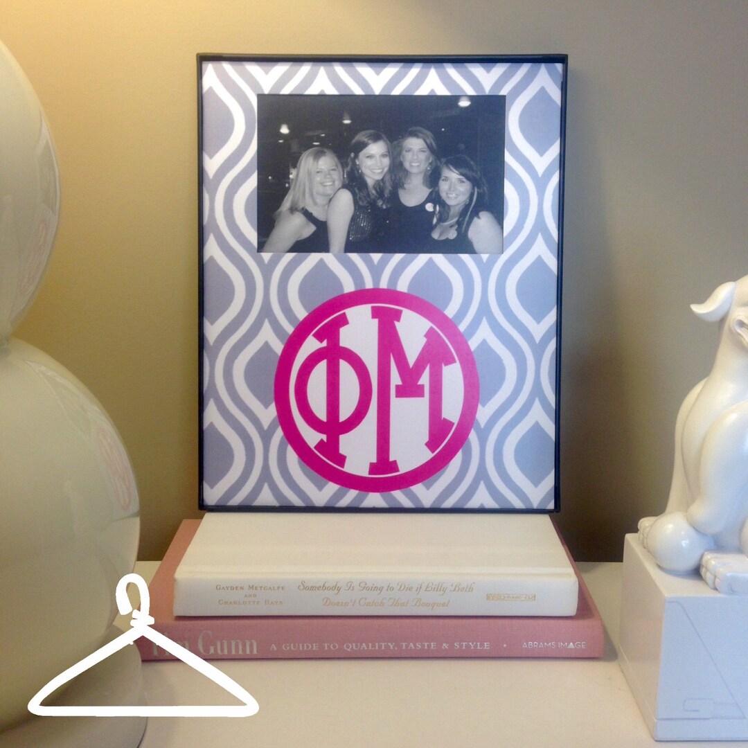 Phi Mu Grey Monogram Frame - Etsy