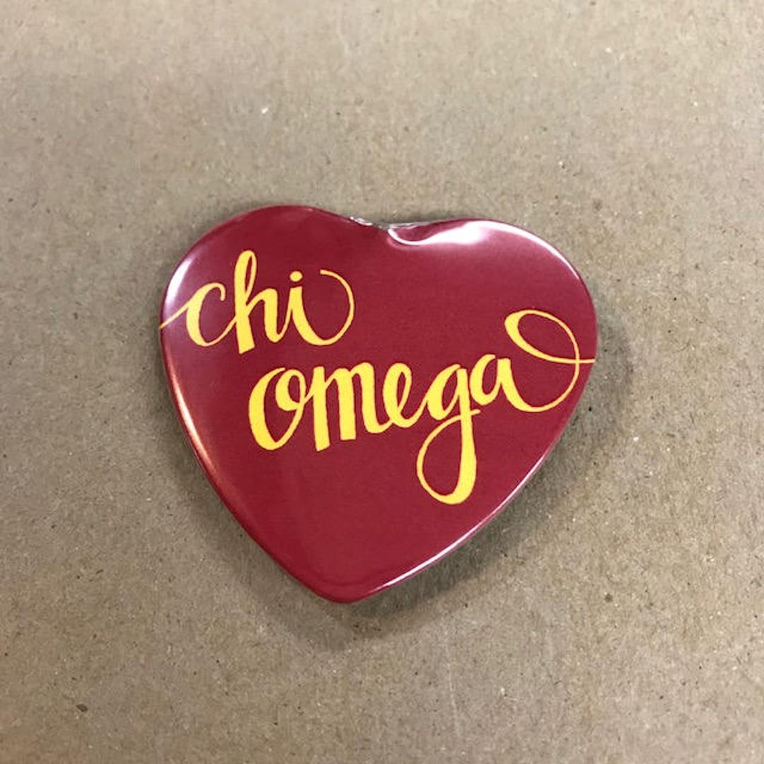 Chi Omega Color Heart-shaped Button - Etsy
