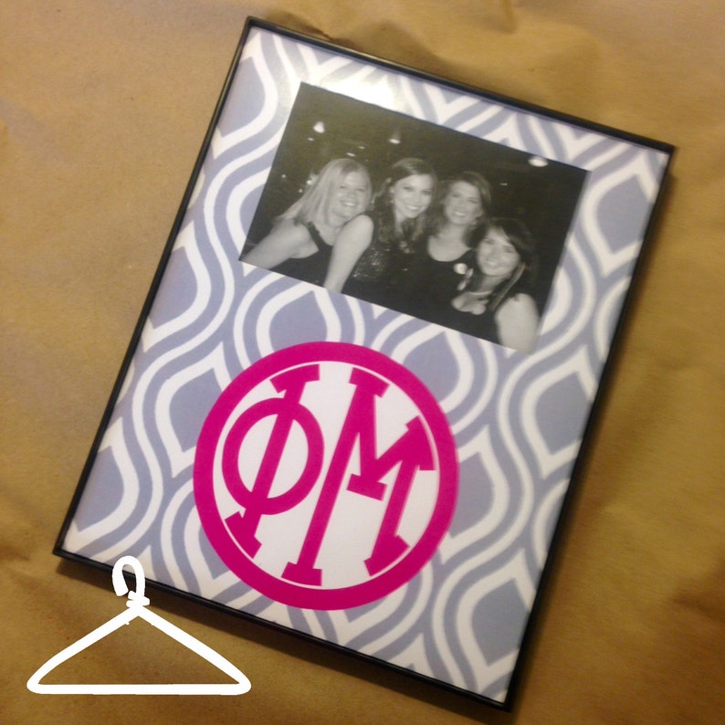 Phi Mu Grey Monogram Frame - Etsy