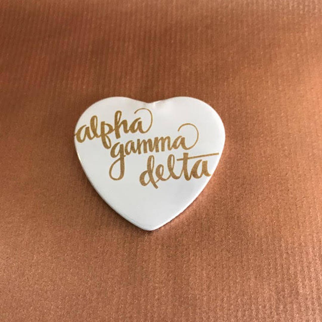 Alpha Gamma Delta Heart-shaped Button - Etsy