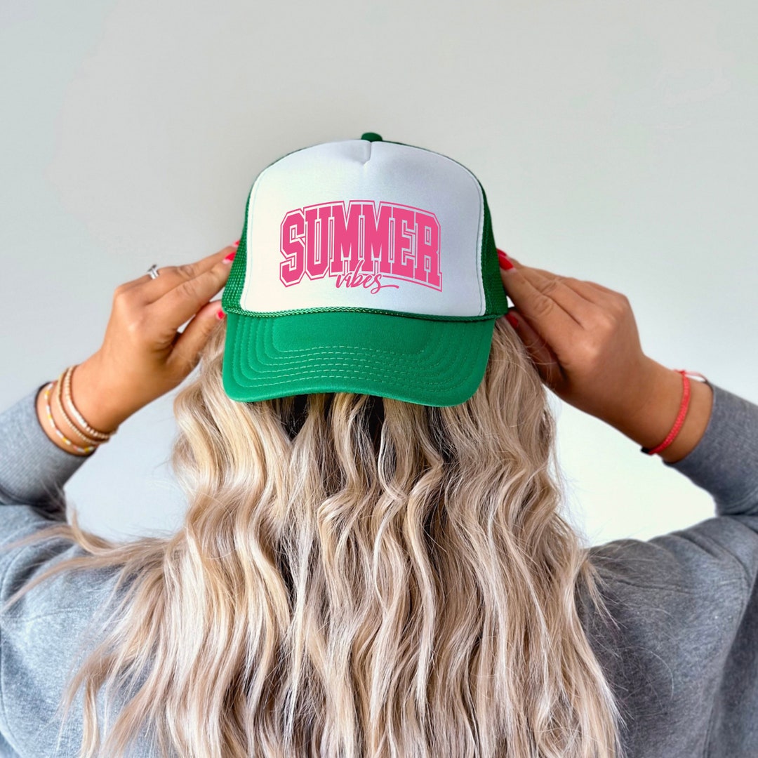 Varsity Summer Vibes Cursive Foam Trucker Hat Graphic Hat Summer Hat ...