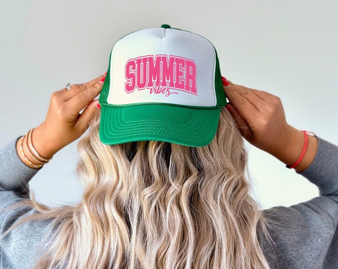 Varsity Summer Vibes Cursive Foam Trucker Hat Graphic Hat Summer Hat ...
