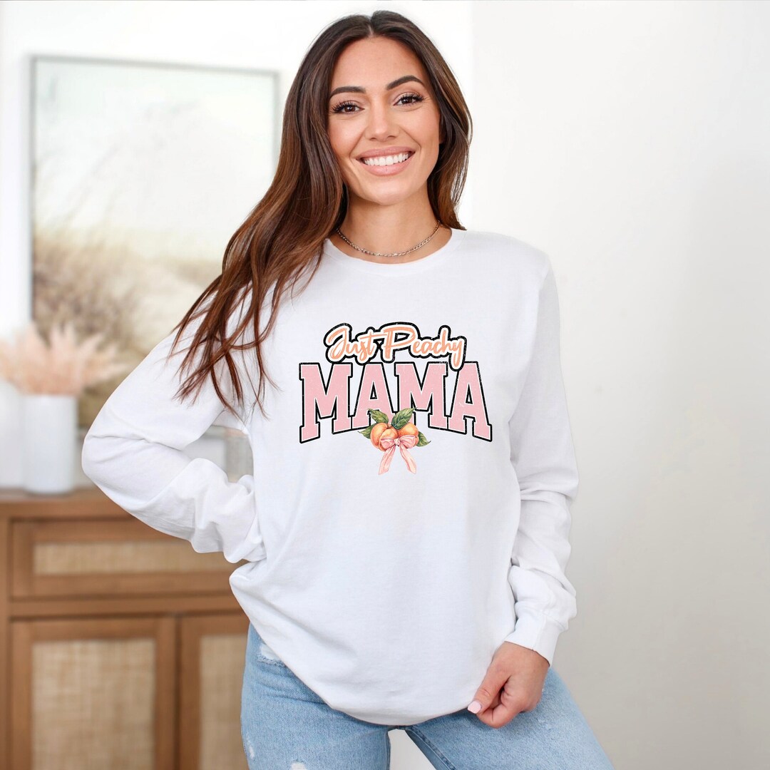 Coquette Just Peachy Mama Long Sleeve Crew Neck Mama Tee Just Peachy ...