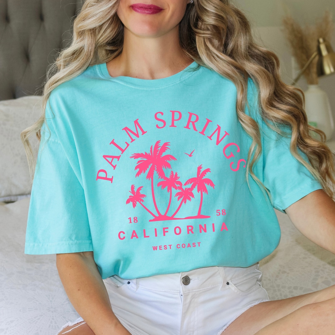 Palm Springs Palm Trees Garment Dyed Short Sleeve Graphic Tee Spring ...