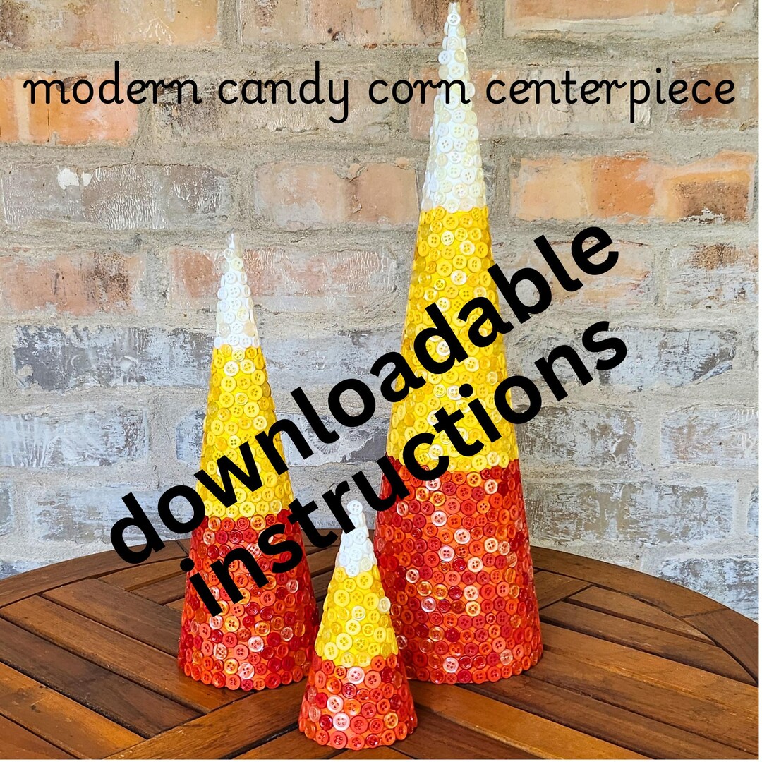 Button Candycorn Cone Halloween Table Centerpiece Decor Directions ...