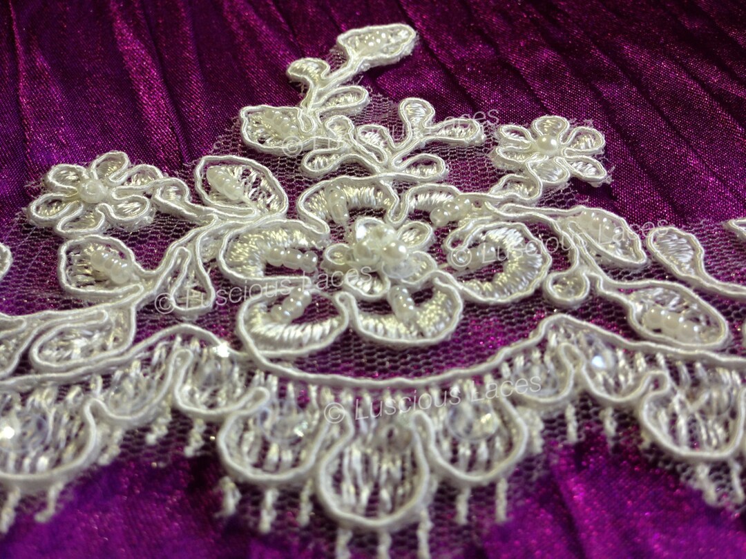 Beaded Lace With Eye Lashes, Alencon Style, French Scalloped Lace ...