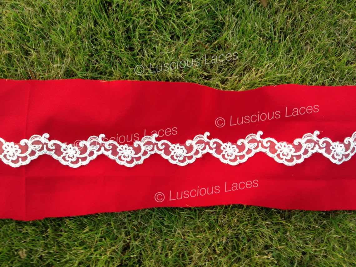 Beaded Lace Scalloped Lace Bridal Lace Gentle Wavy Lace - Etsy