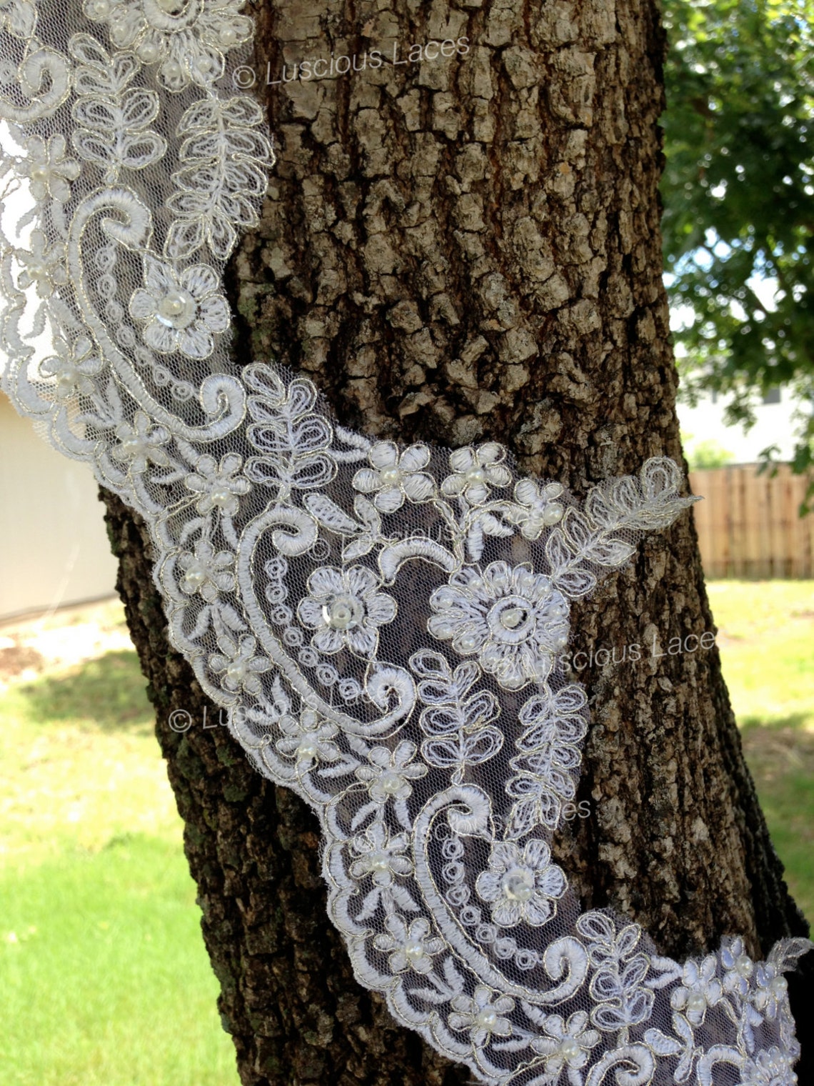 Beaded Scalloped Lace Bridal Lace Wedding Trim Lace With - Etsy
