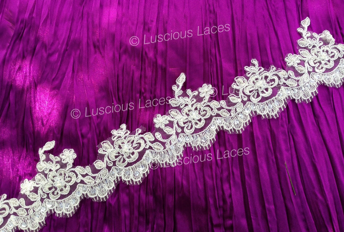 Beaded Lace With Eye Lashes Alencon Style French Scalloped - Etsy