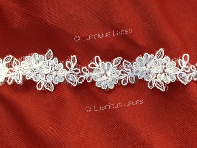 Beaded Flowery Lace Bridal Lace Wedding Trim Lace with | Etsy