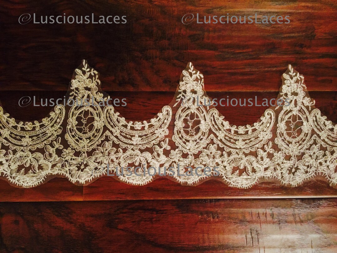 Re-embroidered Corded Ivory Lace Trim - 7 Inch Wide Bridal Lace - Etsy