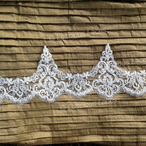 Beaded Scalloped Lace With Eye Lashes, Bridal Lace, Wedding Trim, Lace ...