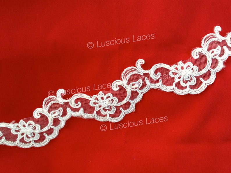 Beaded Lace Scalloped Lace Bridal Lace Gentle Wavy Lace - Etsy
