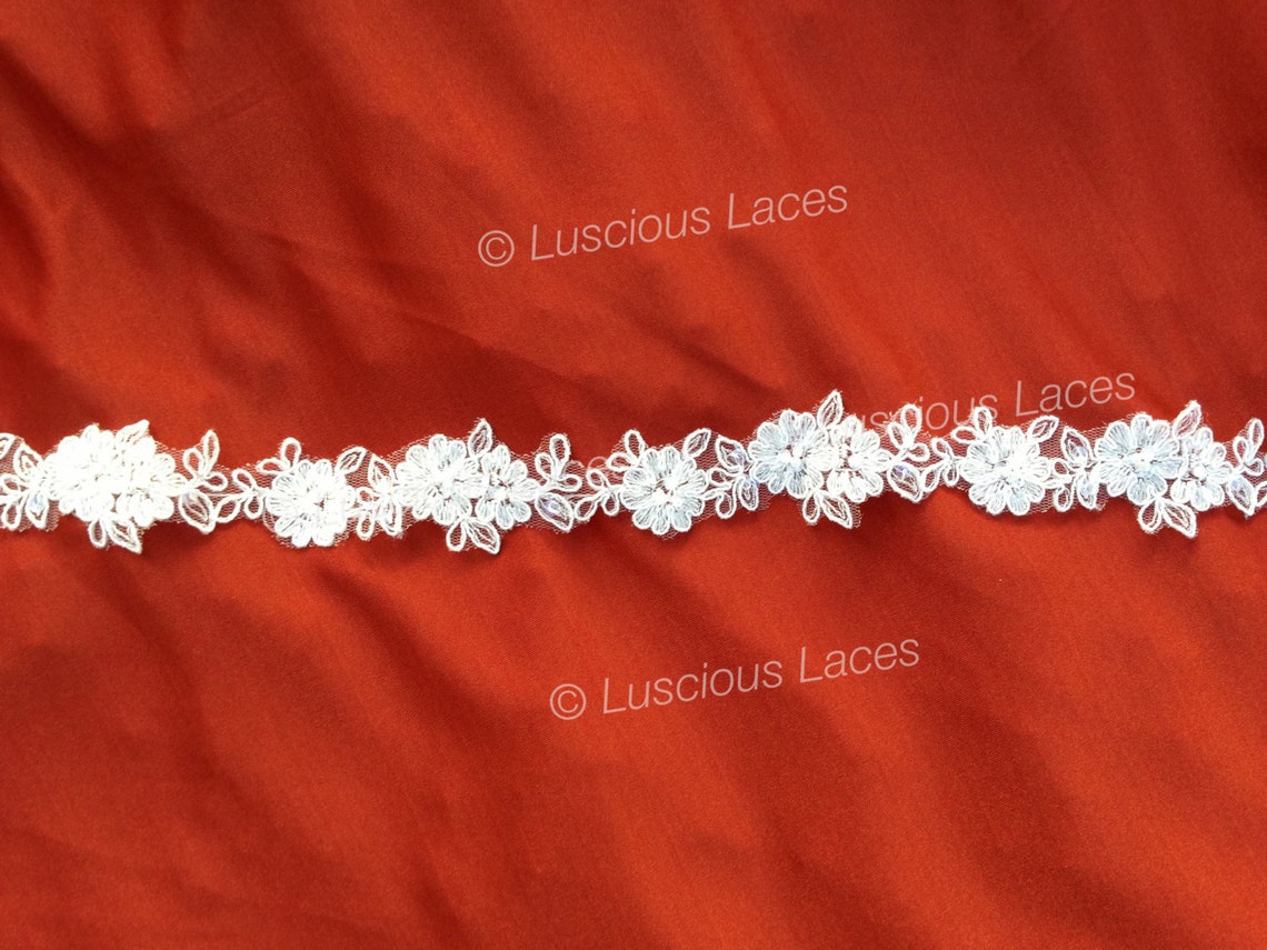 Beaded Flowery Lace Bridal Lace Wedding Trim Lace with | Etsy