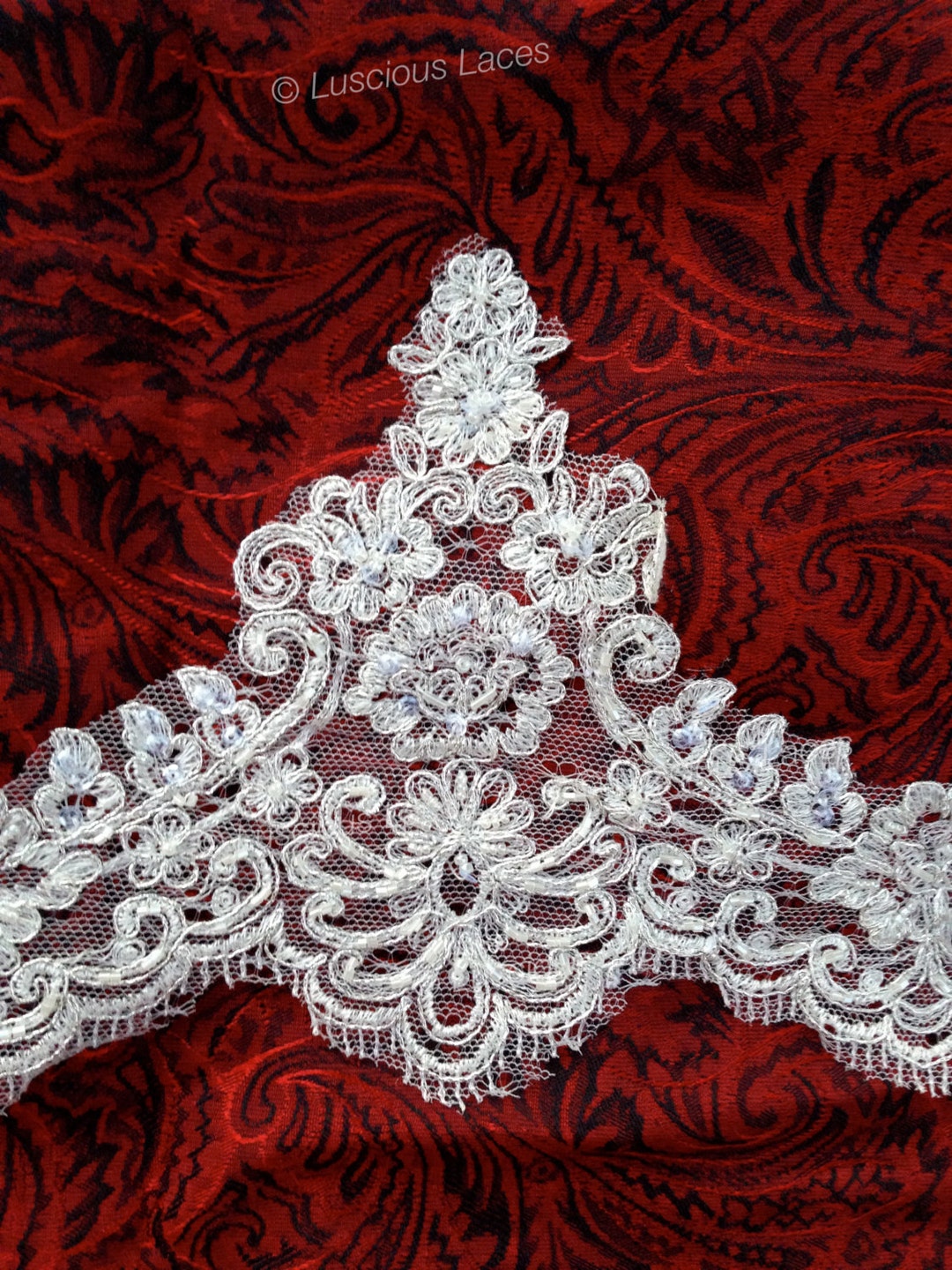 Beaded Scalloped Lace, Bridal Lace, Wedding Trim, Lace With Beads and ...
