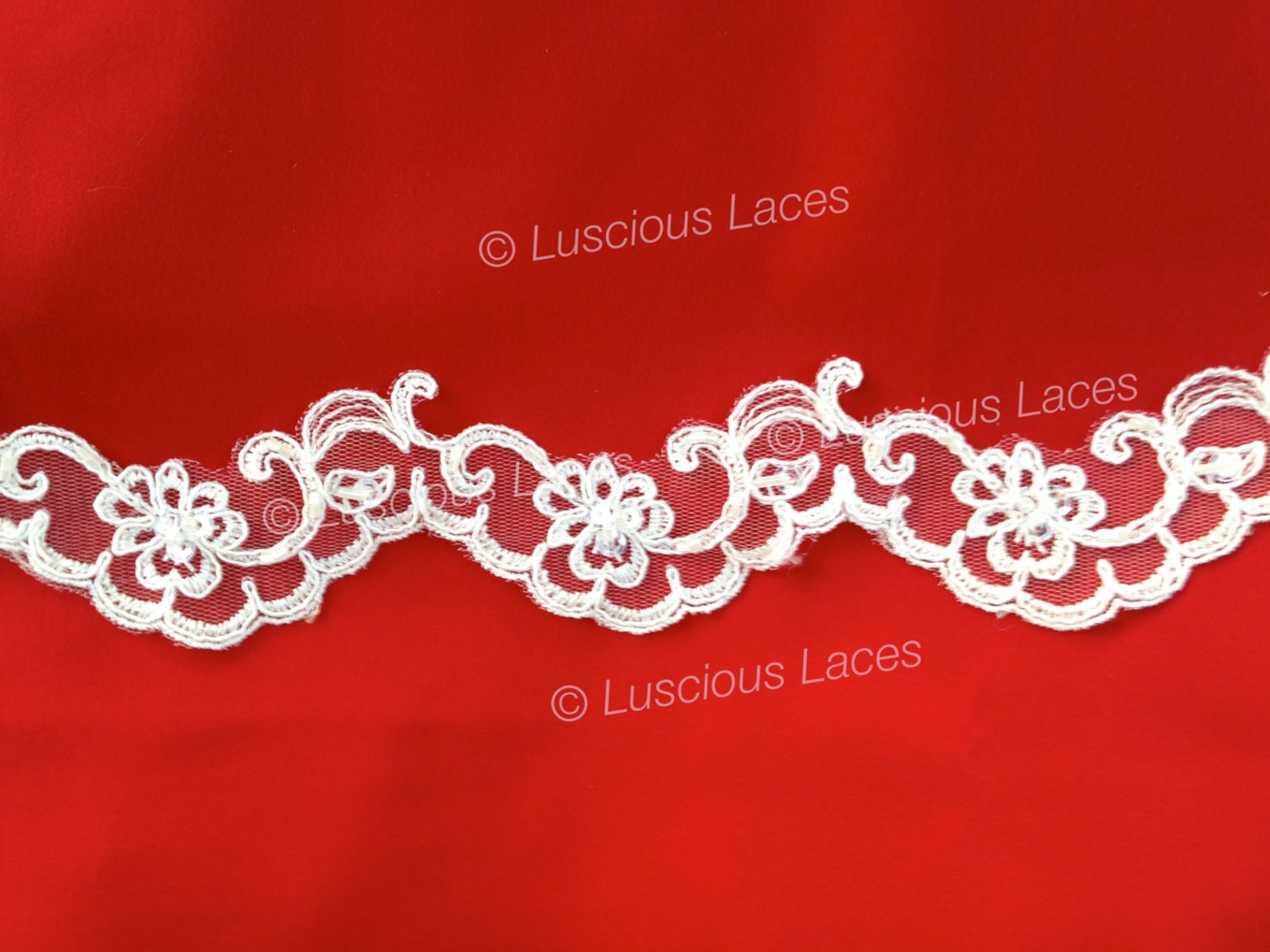 Ivory Beaded Lace Trim: Scalloped Wedding Embellishment - Etsy