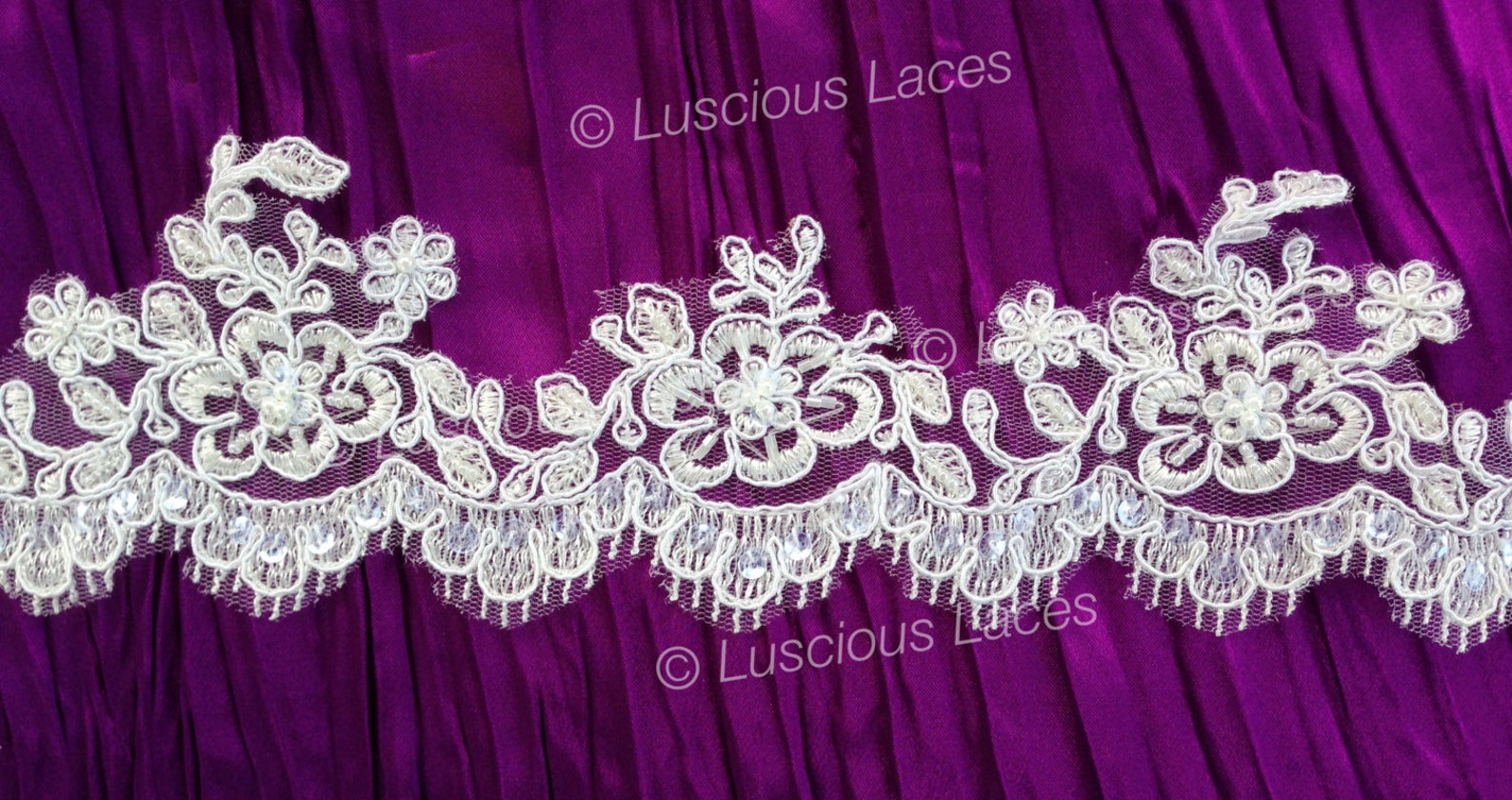 Beaded Lace With Eye Lashes Alencon Style French Scalloped - Etsy