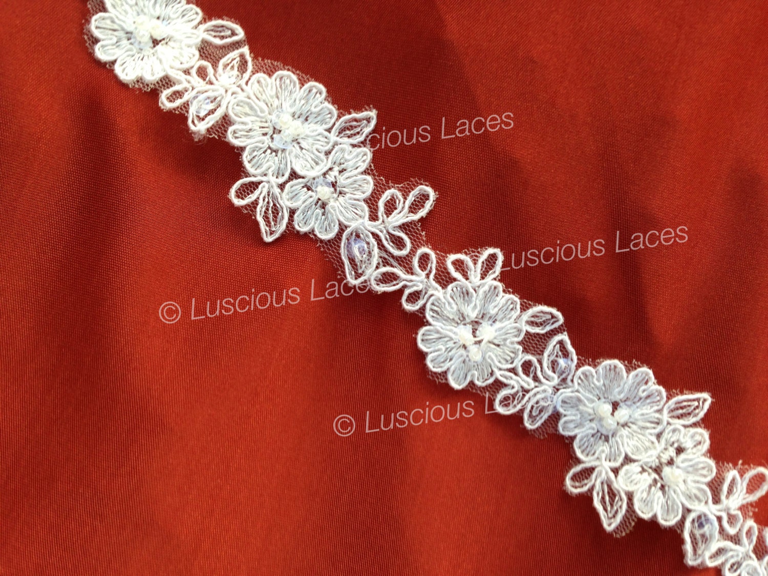 Beaded Flowery Lace Bridal Lace Wedding Trim Lace with | Etsy