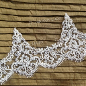 Beaded Scalloped Lace With Eye Lashes, Bridal Lace, Wedding Trim, Lace ...