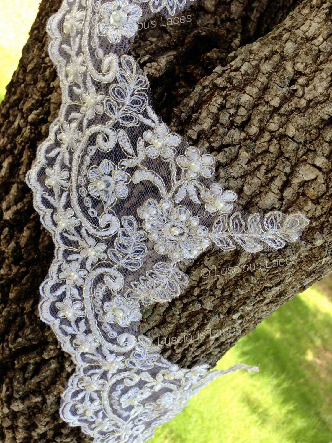 Beaded Scalloped Lace Bridal Lace Wedding Trim Lace With - Etsy