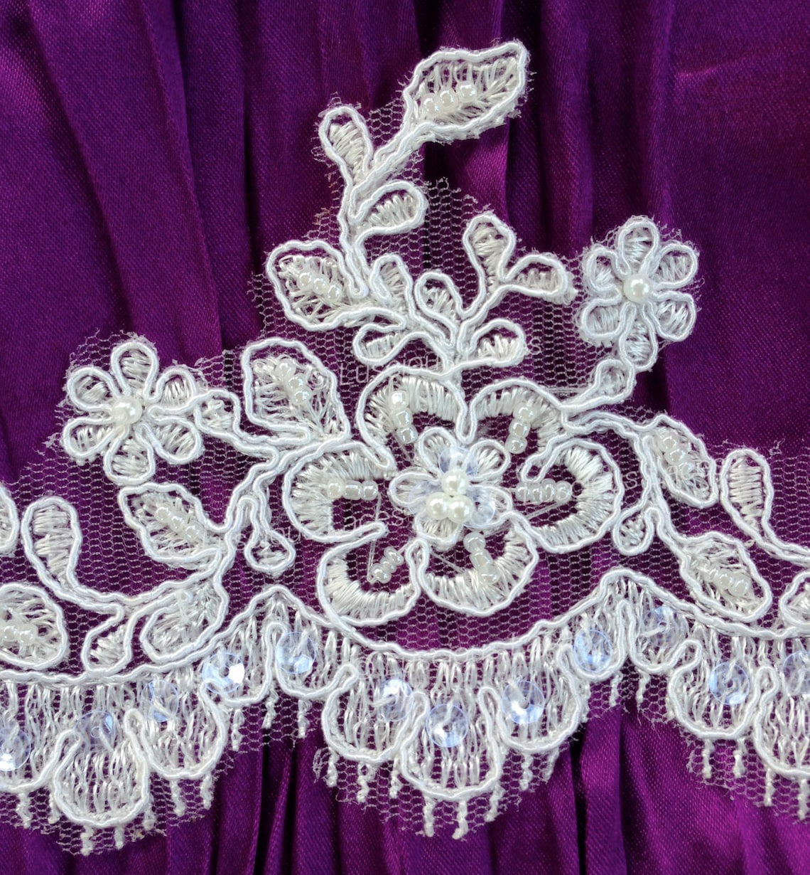 Beaded Lace With Eye Lashes Alencon Style French Scalloped - Etsy