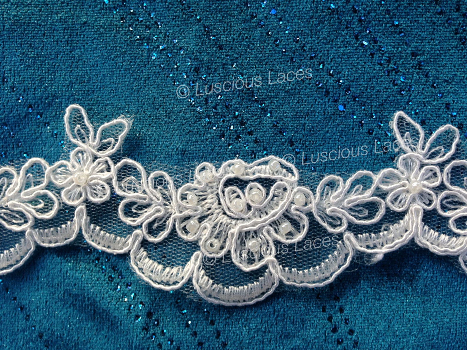 Beaded Scalloped Lace Re-embroidered Bridal Lace Gentle | Etsy