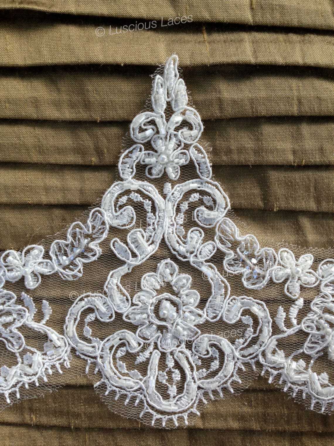 Beaded Scalloped Lace With Eye Lashes Bridal Lace Wedding - Etsy