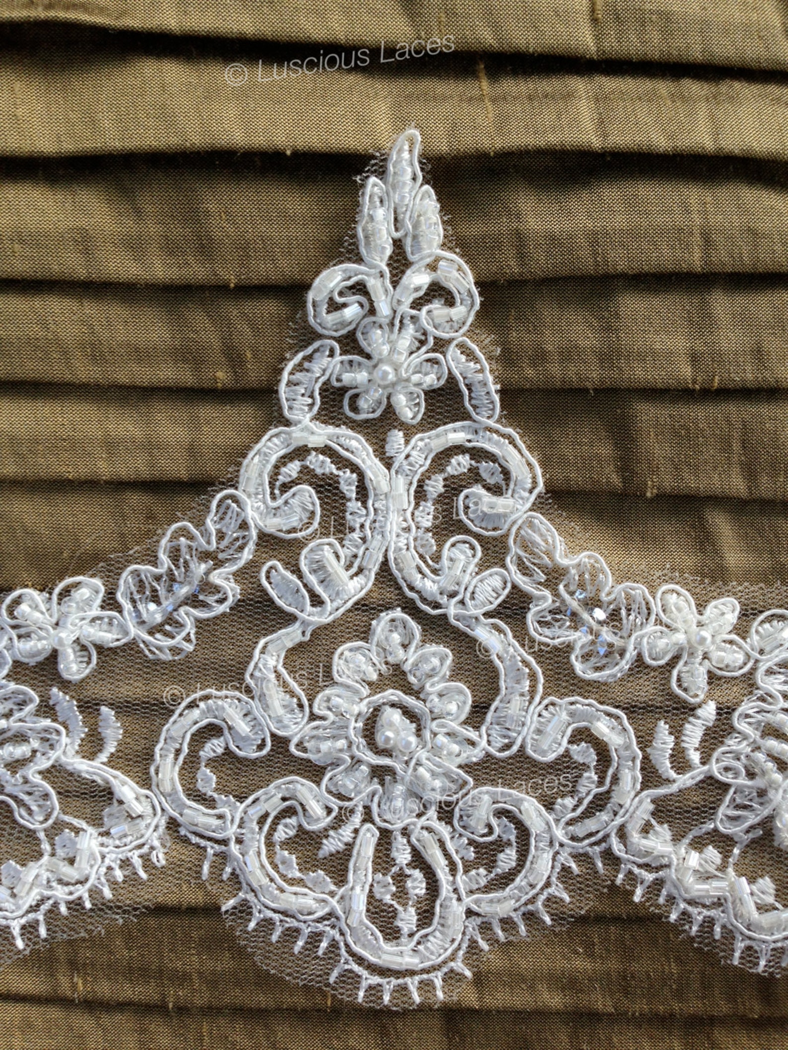 Beaded Scalloped Lace With Eye Lashes Bridal Lace Wedding - Etsy