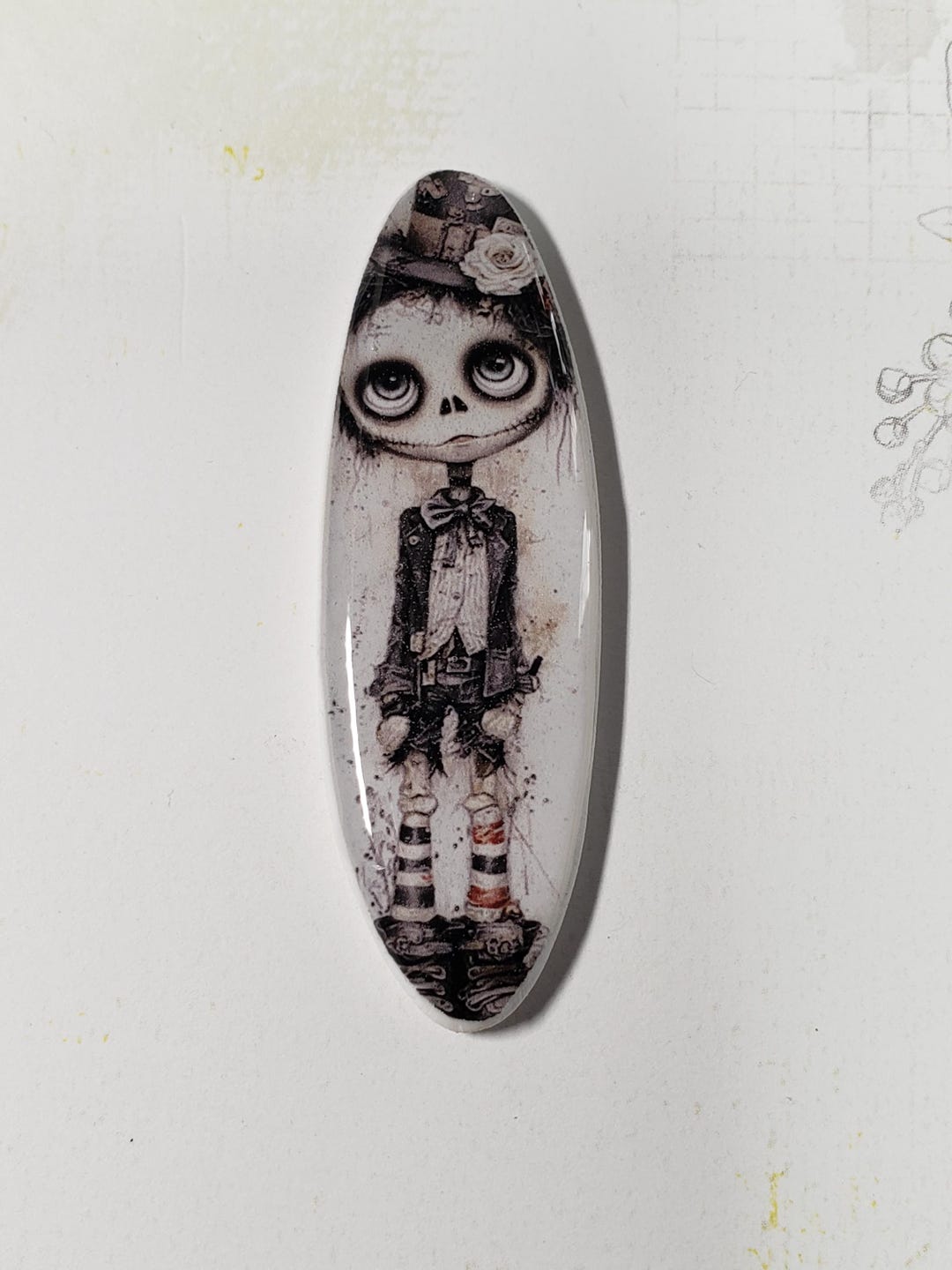 Spooky Halloween Costume 60x20mm Oval Cabochon - Polymer Clay / Resin ...