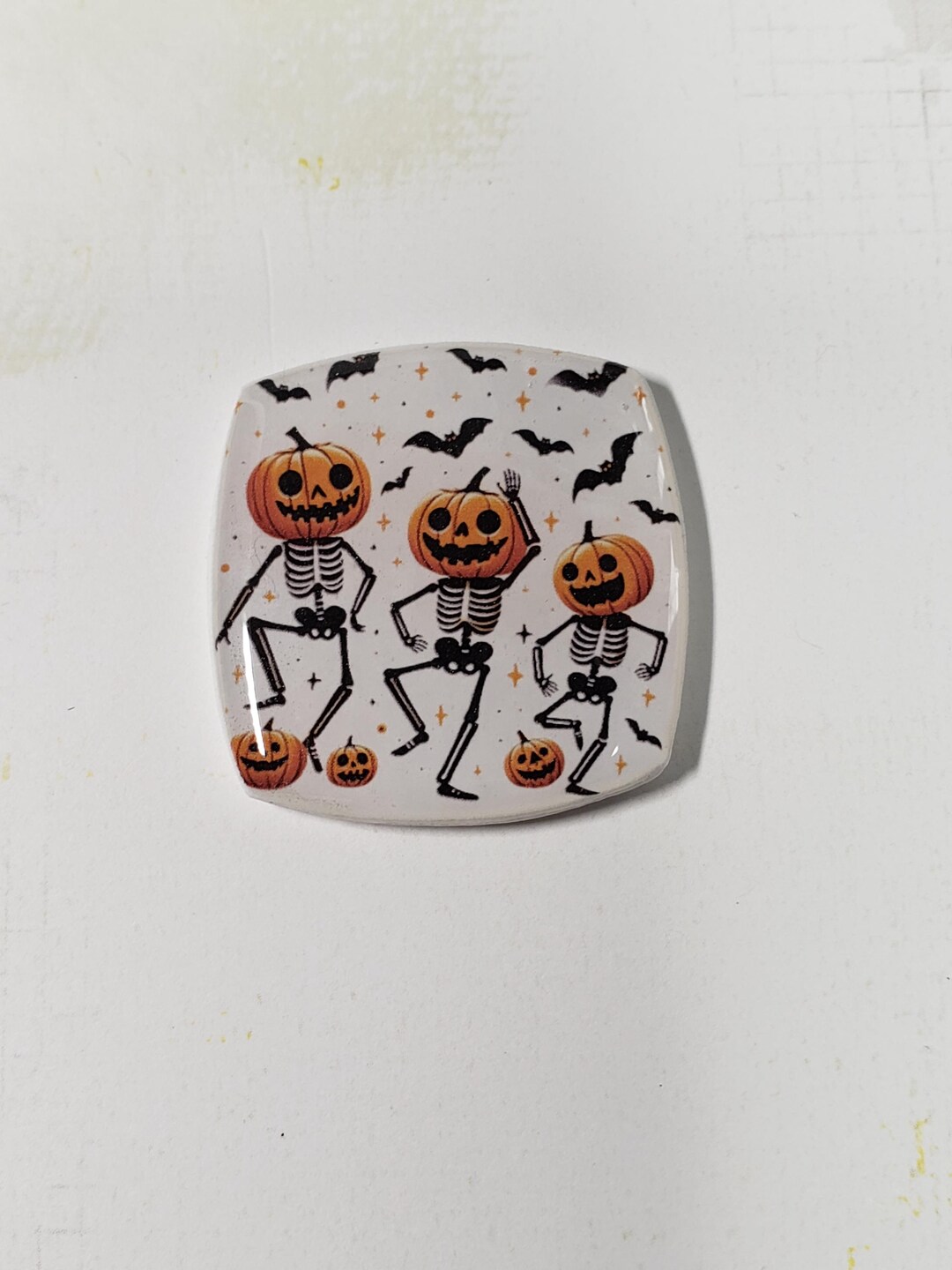 Dancing Pumpkin Head Skeleton Trio Polymer Clay Resin Cabochon - 34mm ...