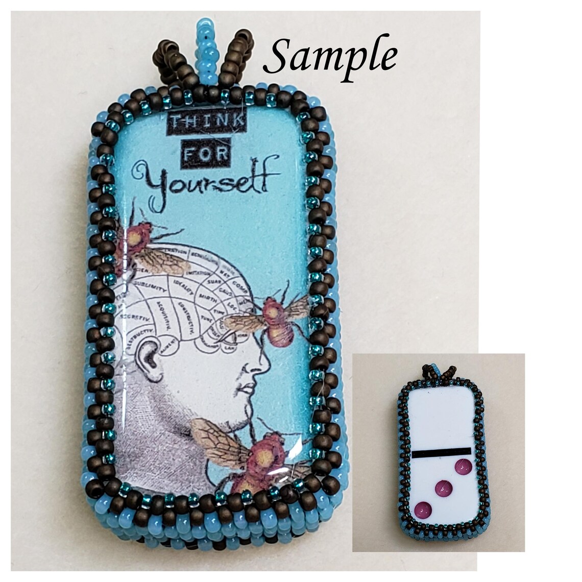 Altered Domino 50x25mm - Resin Jewelry Component - Bead Embroidery ...