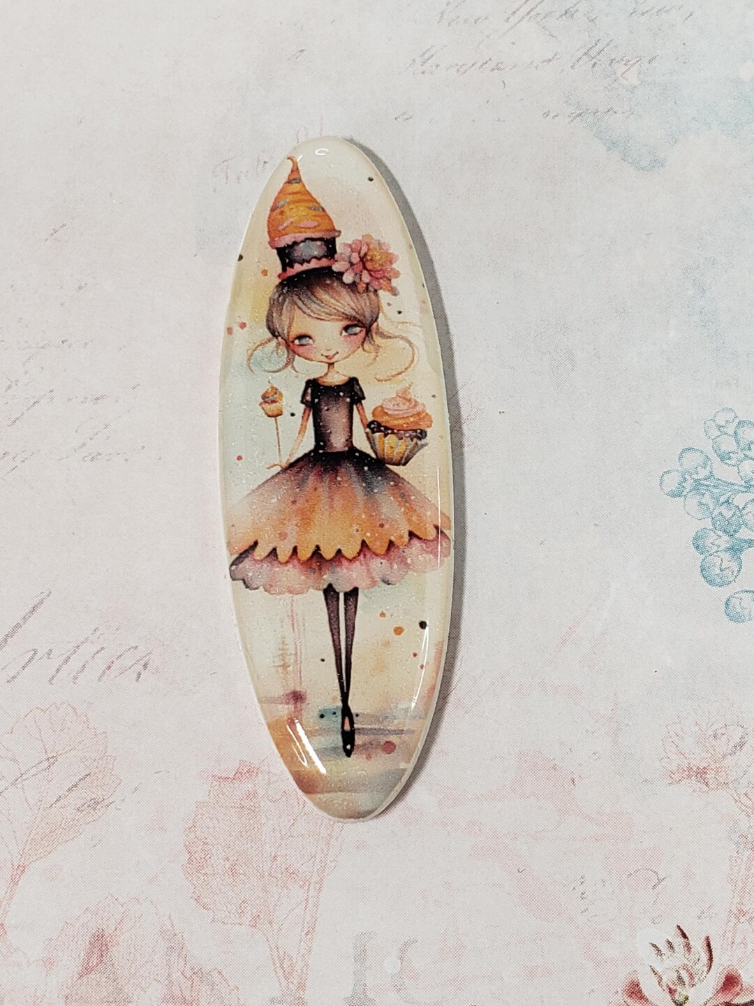 Cute Girl Halloween Costume 60x20mm Oval Cabochon - Polymer Clay ...