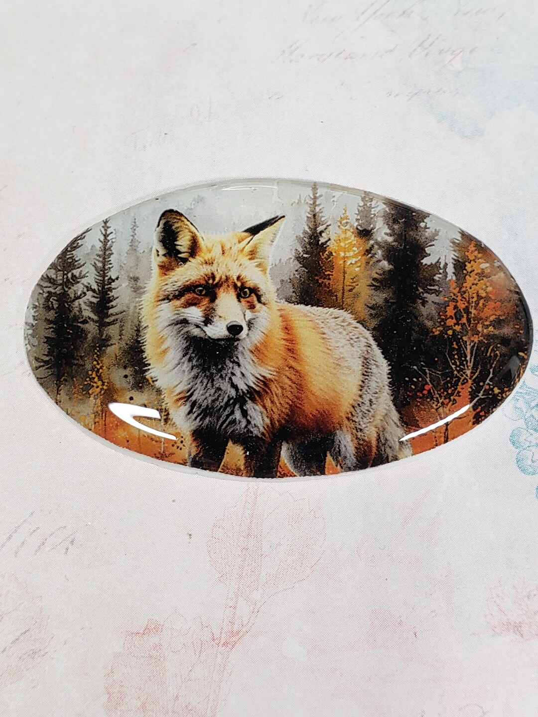 Fox Oval Cabochon: Polymer Clay & Resin Jewelry Component (55x35mm) - Etsy