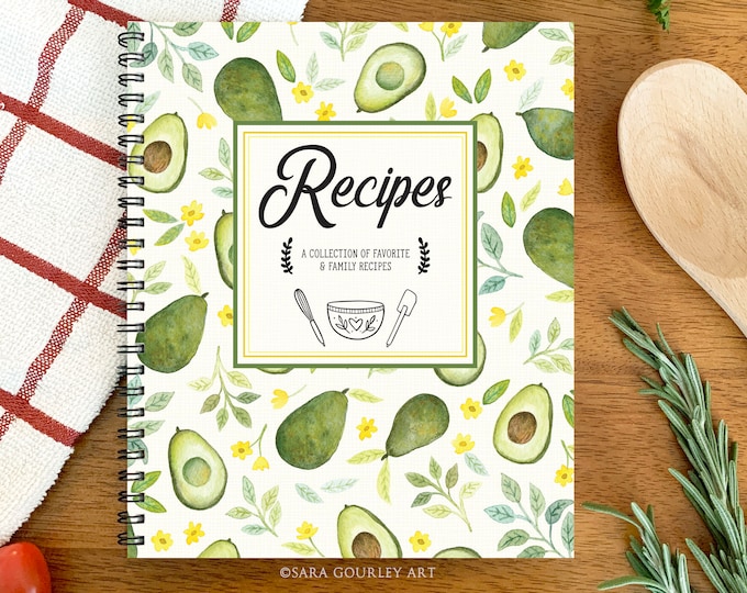 Recipe Journal Watercolor Avocados, Blank Cookbook, Watercolor Recipe ...