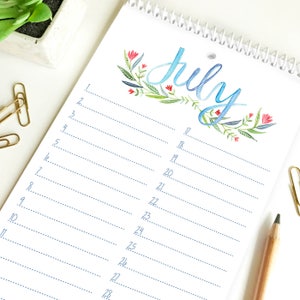 Floral Watercolor Birthday Calendar, Spiral Binding, Perpetual Calendar ...