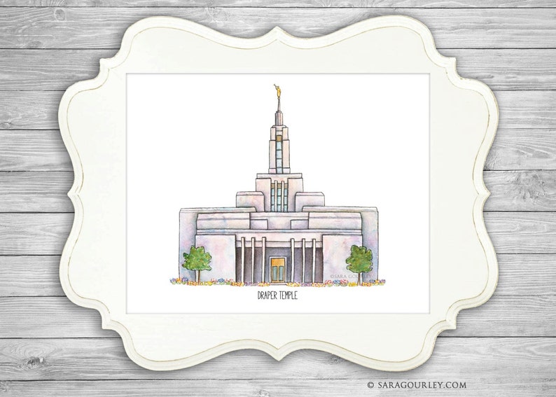 Draper Utah Temple Watercolor Art Print Personalized Gift - Etsy