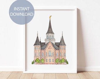 Provo Temple Watercolor Print - Etsy