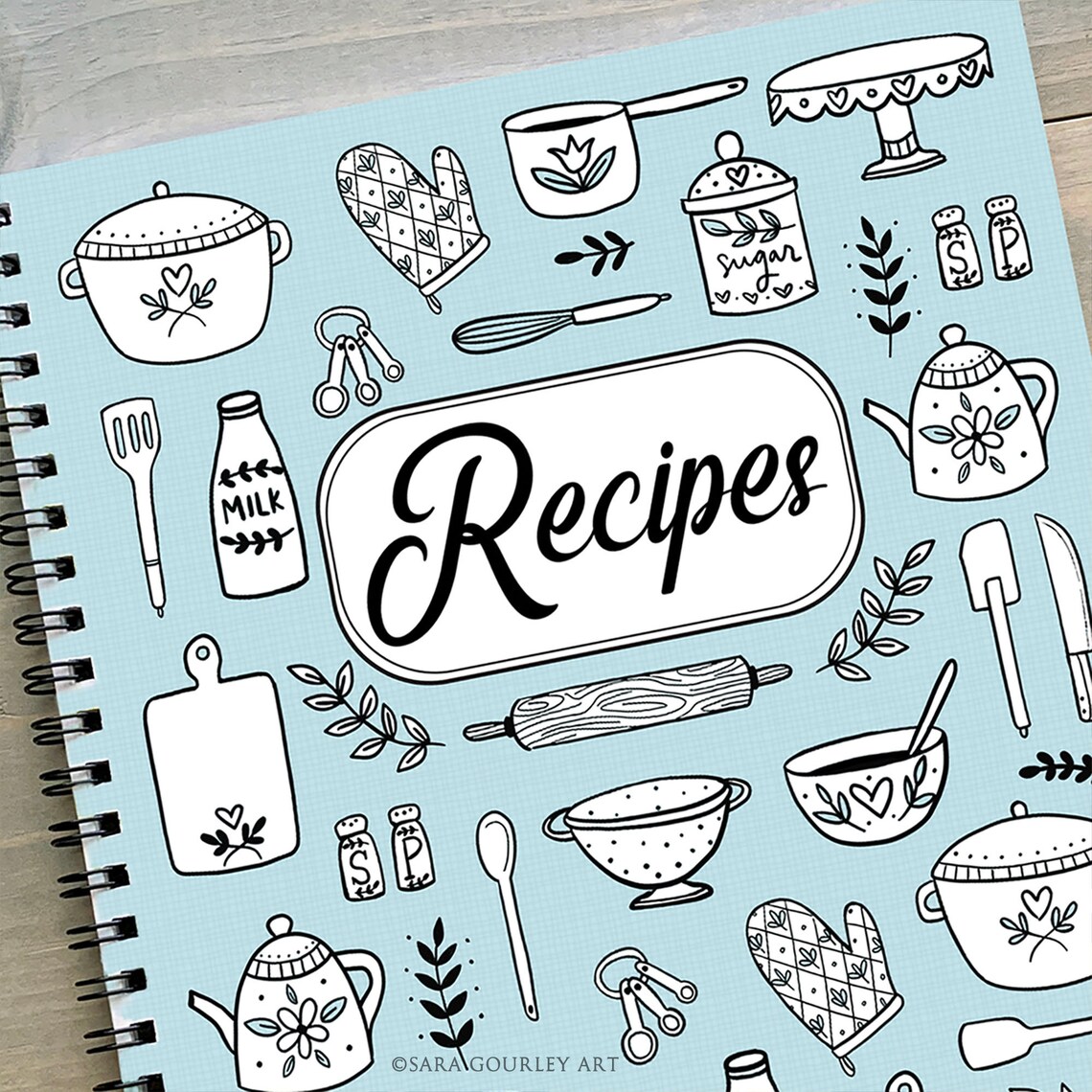 Recipe Journal Baking Tools Blank Cookbook Hand Illustrated - Etsy