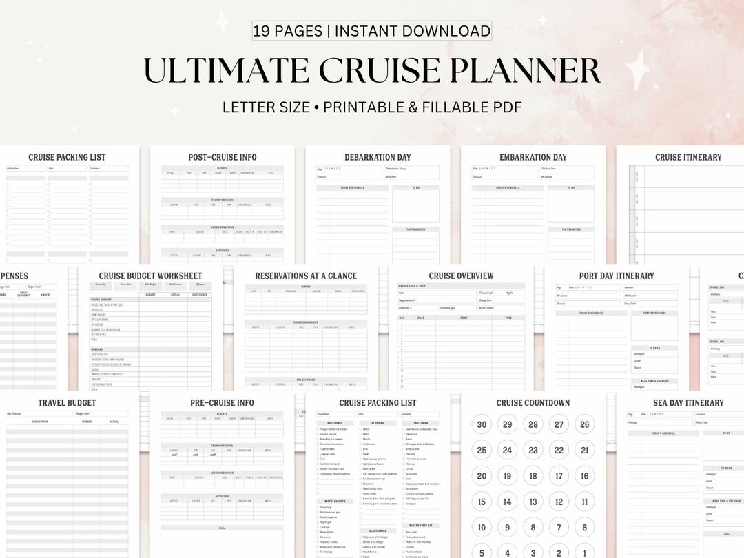 Printable Cruise Planner Bundle, Editable Cruise Schedule, Cruising ...