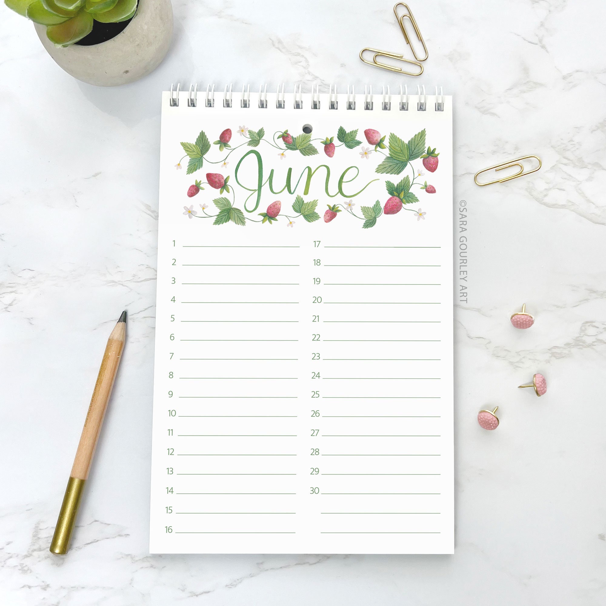 Watercolor Perpetual Calendar, Birthday Calendar, Wire Binding ...