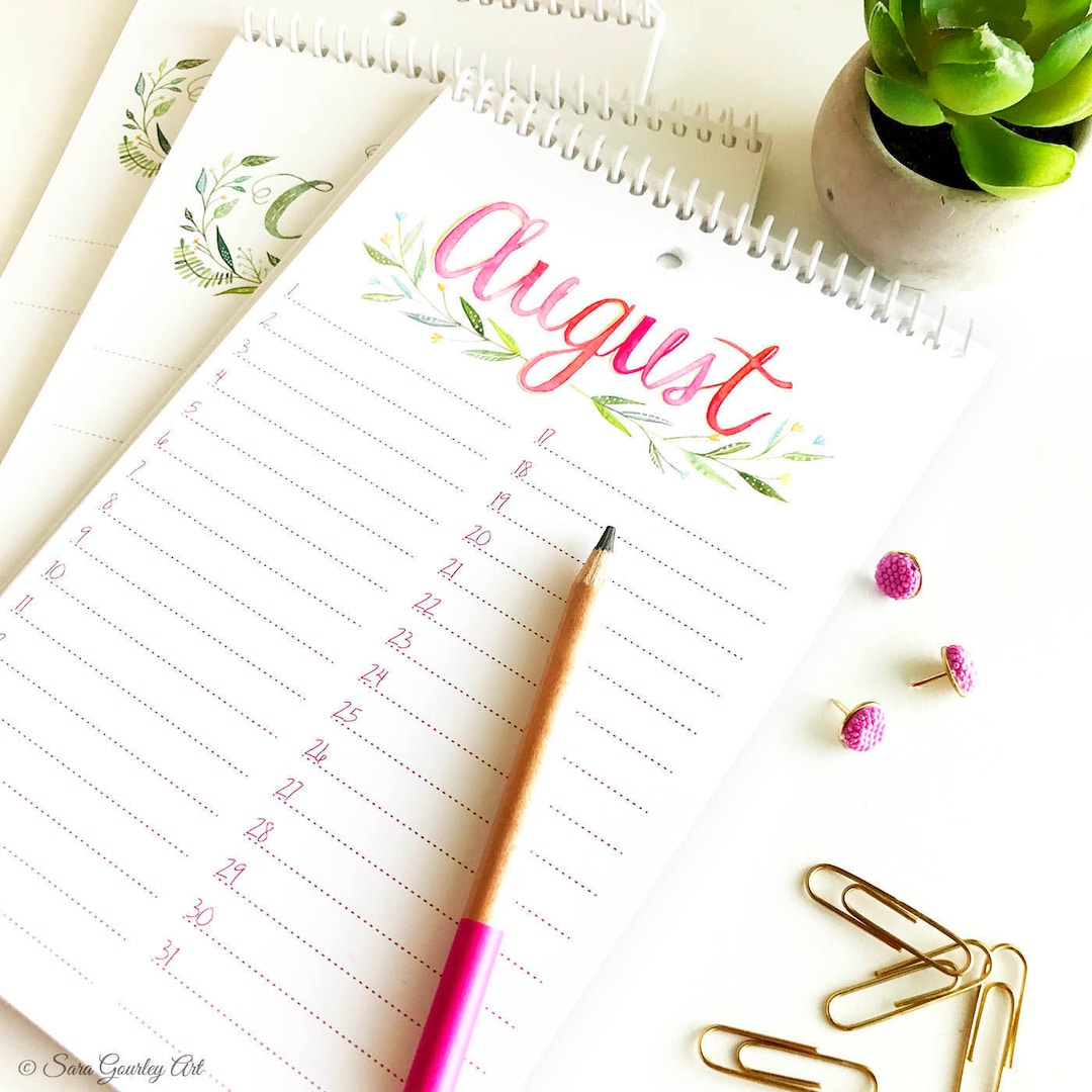 Floral Watercolor Birthday Calendar, Spiral Binding, Perpetual Calendar ...