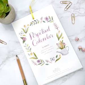 Watercolor Perpetual Calendar, Birthday Calendar, Wire Binding ...