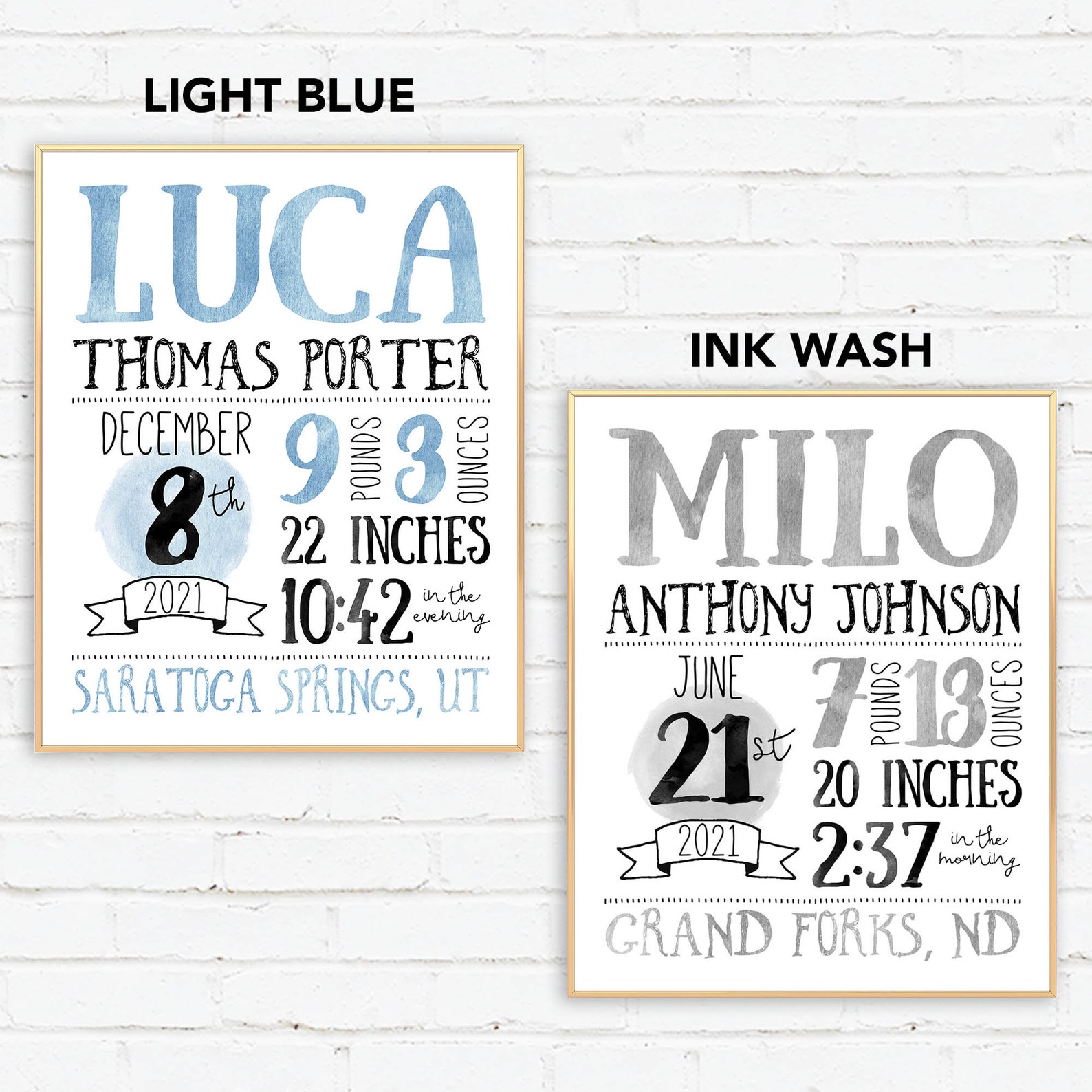 Digital Download Baby Birth Announcement, Birth Stats Printable ...