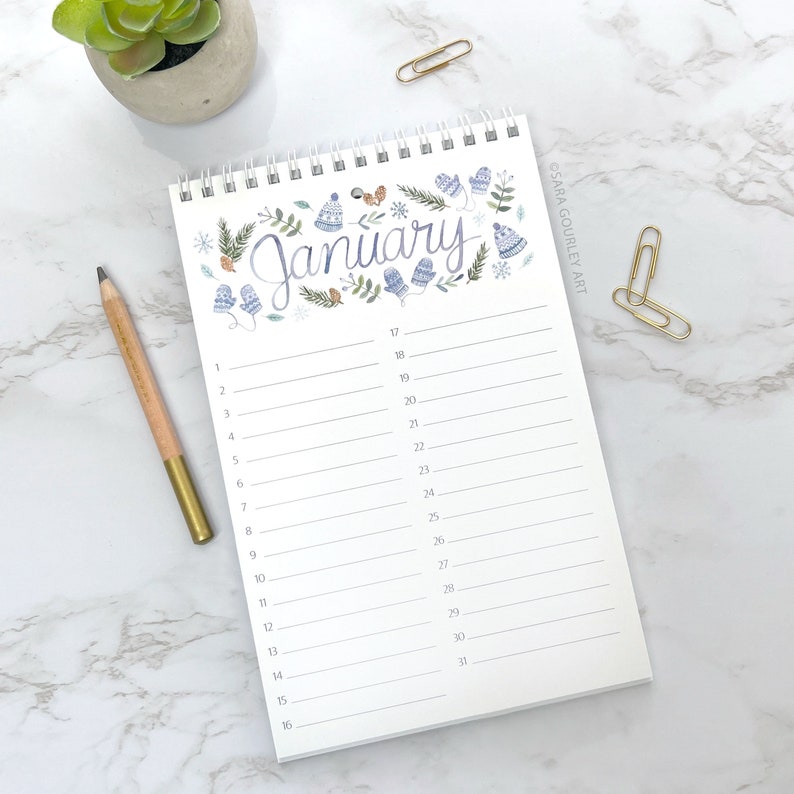 Watercolor Perpetual Calendar Birthday Calendar Wire - Etsy