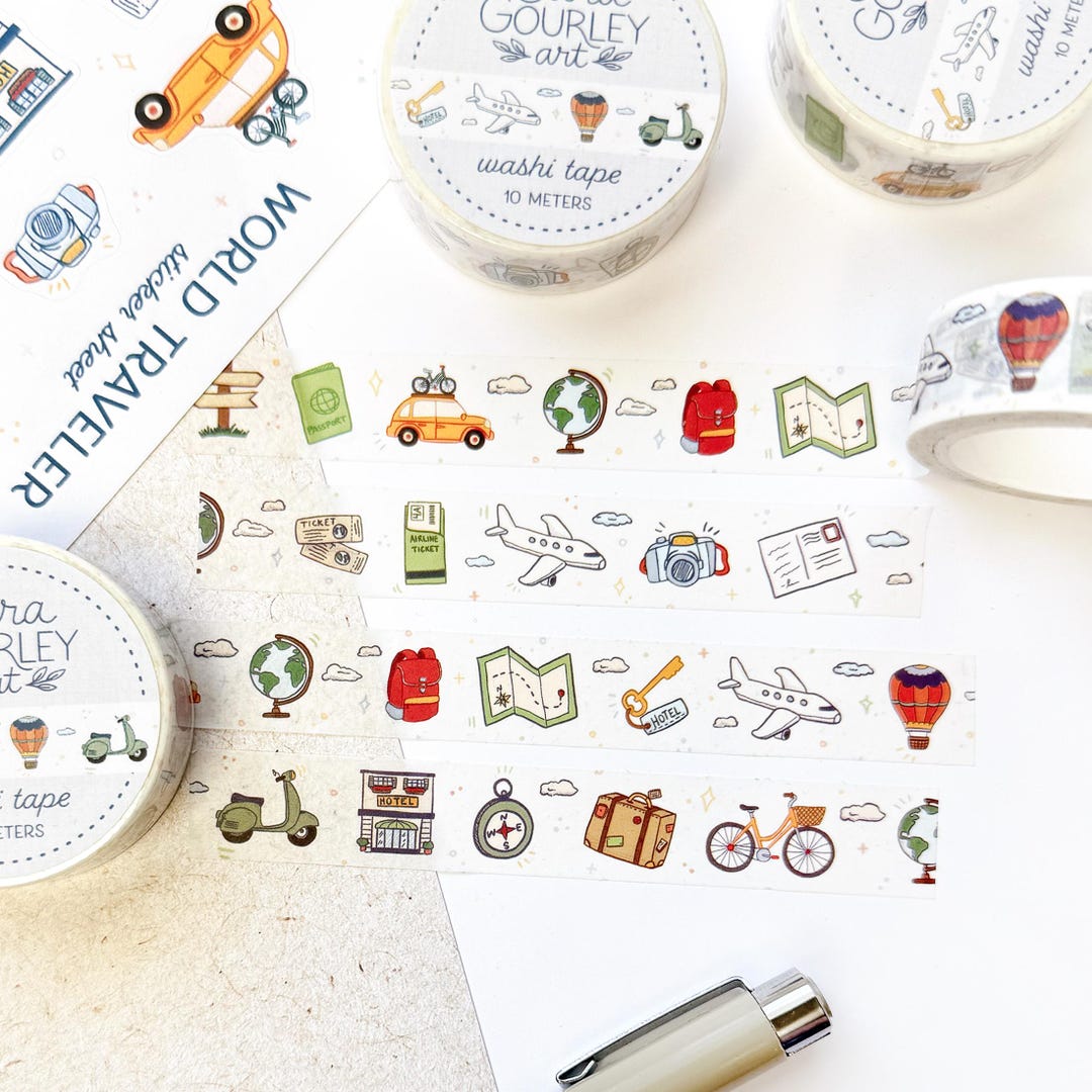 Travel Washi Tape | Artist Hand Drawn Travel Illustrations | 15mm X 10m ...