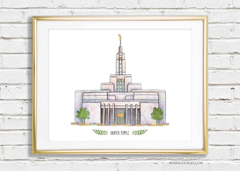Draper Utah Temple Watercolor Art Print Personalized Gift - Etsy