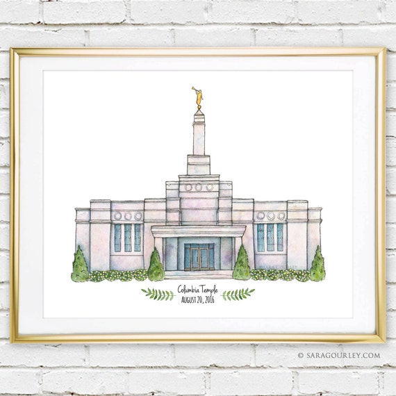 Columbia South Carolina Temple Watercolor Art Print | Etsy