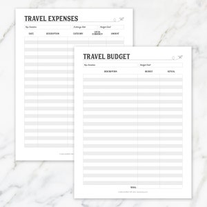 Travel Planner Printable Budget and Expenses Expense - Etsy