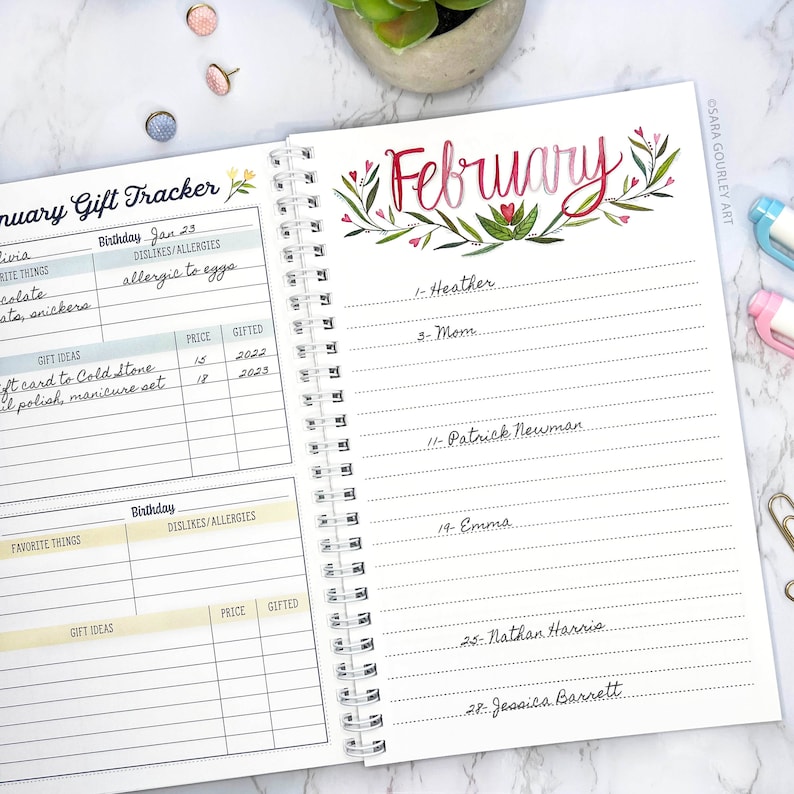 Birthday Gift Planner, Gift Tracker, Perpetual Calendar, Birthday ...