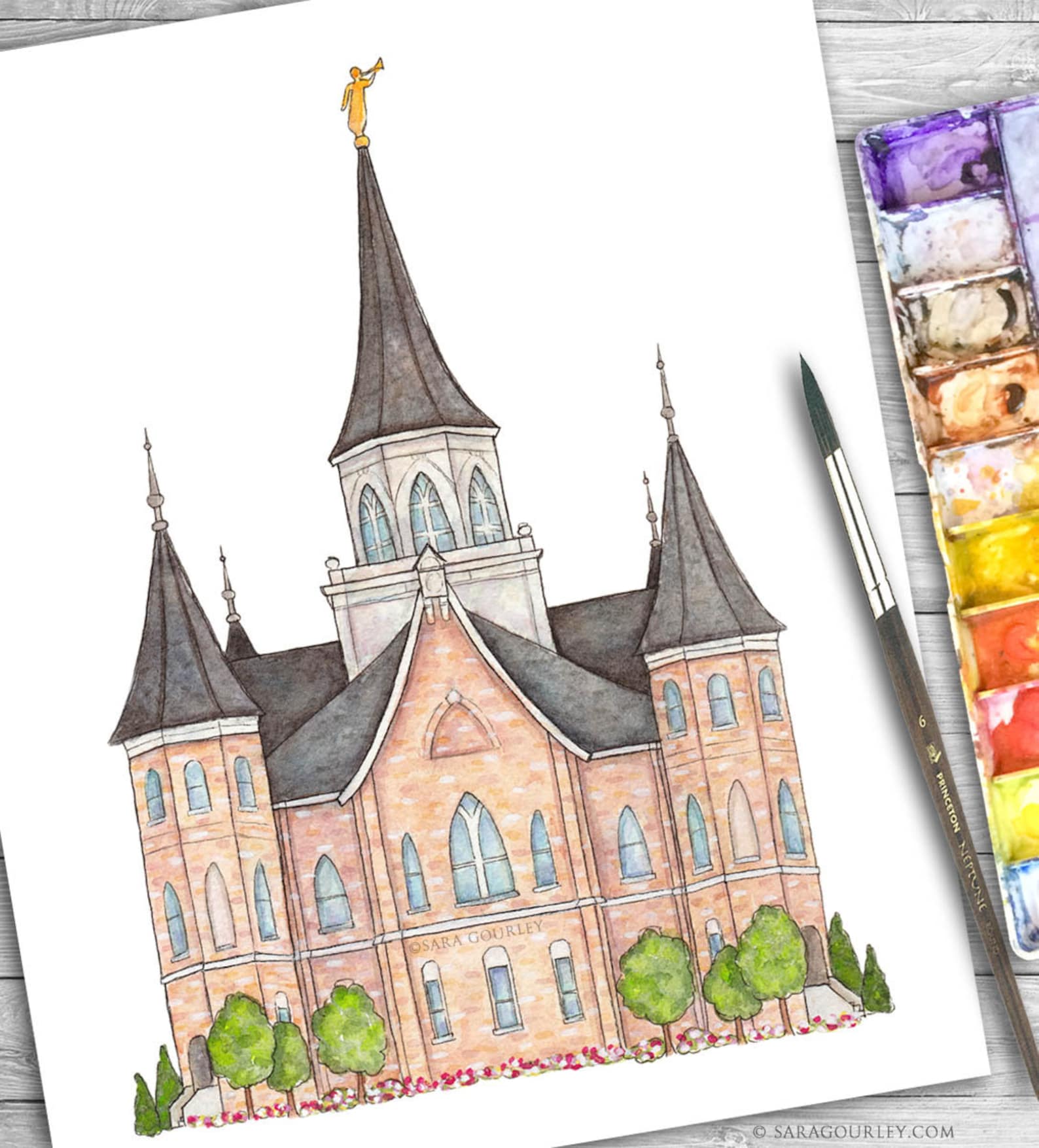 Provo City Center Temple Watercolor Art Print Personalized - Etsy